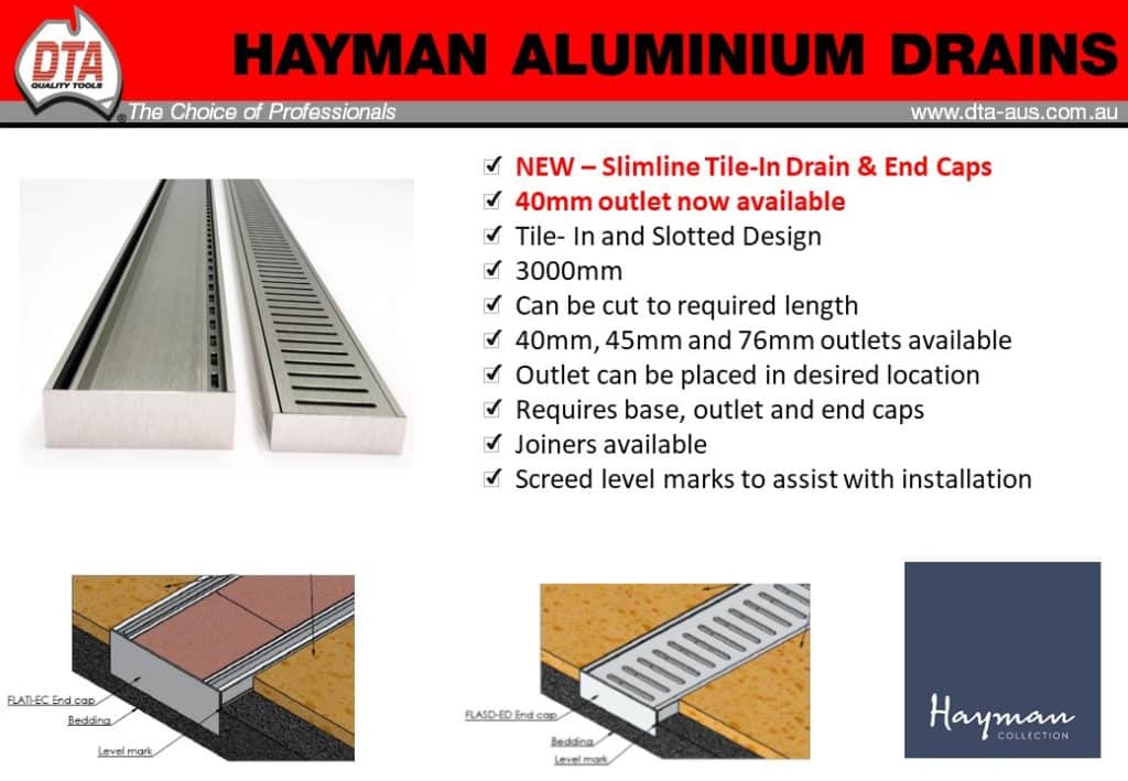 Hayman Aluminium Drain Kit – Grate or Tile-In - Bay Ceramic Tiles